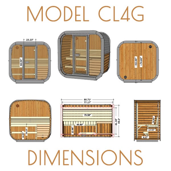 3 Person Outdoor Home Sauna Kit | SaunaLife Mini Cube Sauna | 6.5 x 4 ...