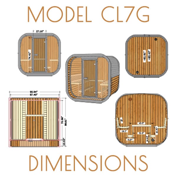 6 Person Thermowood Sauna Kit | SaunaLife Outdoor Cube Sauna | 8.5' x 8 ...