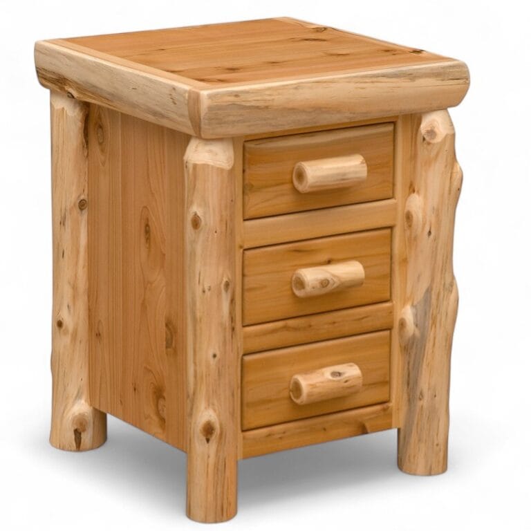 Cedar Log 3 Drawer Nightstand | Rustic Nightstand with Drawers - Cedar ...