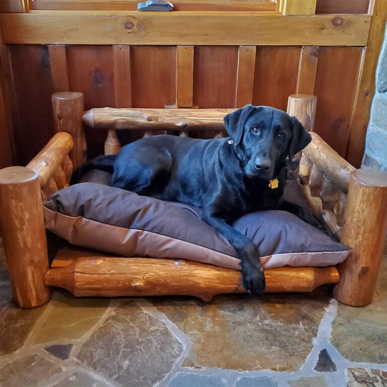 Cedar Log Dog Bed with Standard Mattress | Luxury Dog Bed for Rustic ...