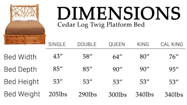 Cedar Log Twig Platform Bed | Handcrafted Log Cabin Bed | Fireside ...